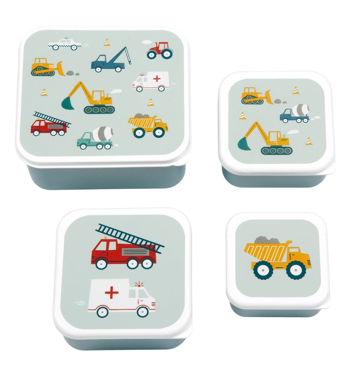Vehicles Lunch & Snack Box Set for Kids | A Little Lovely Company